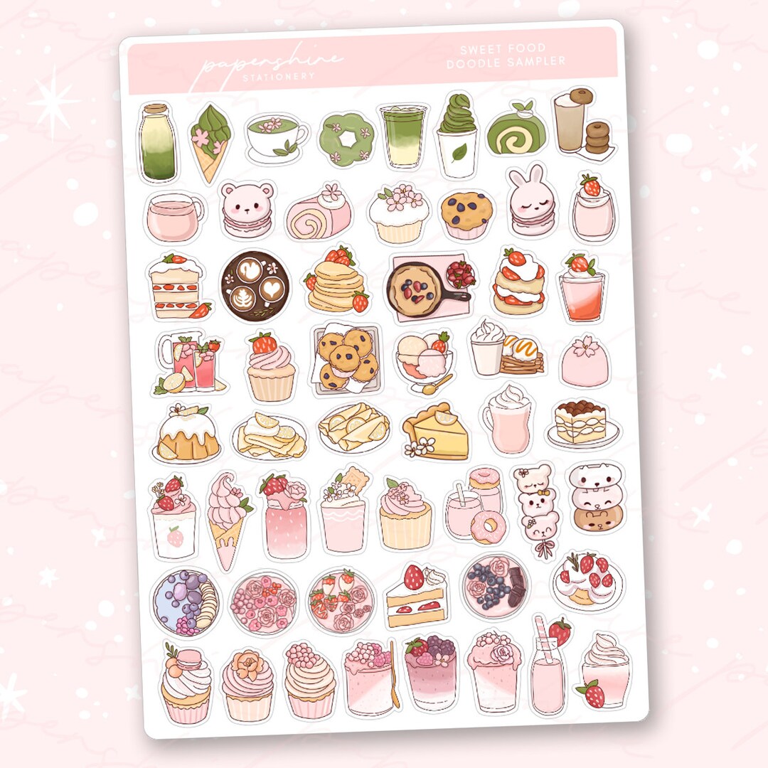 Sweet Food Sampler Stickers Unique Cute Hand Drawn Journaling and ...