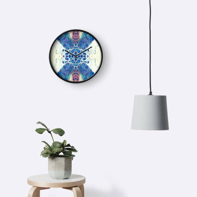 Blue Fluid Painting Clock (wall Clock, Art, Unique Wall Clock, Paint ...