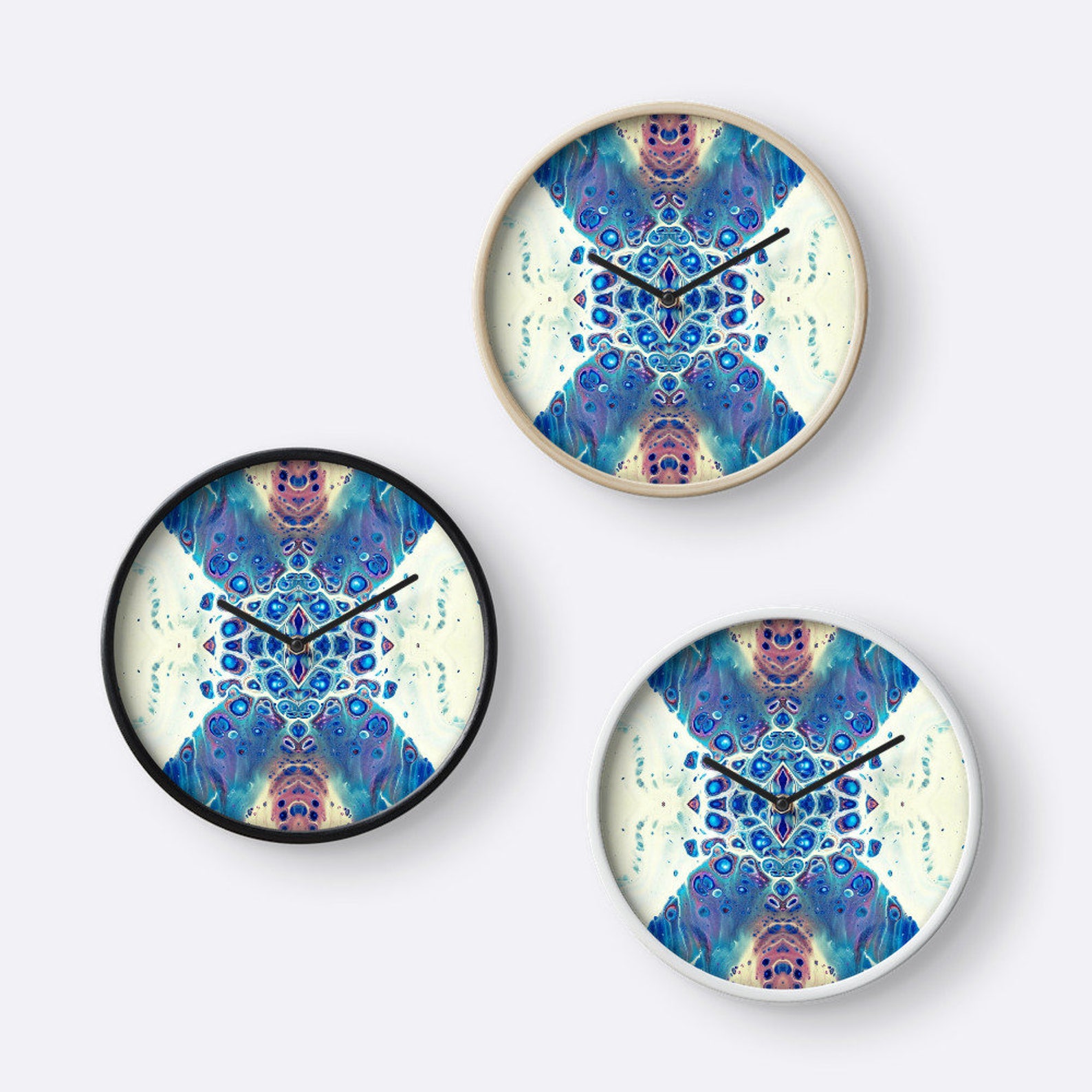 Blue Fluid Painting Clock (wall Clock, Art, Unique Wall Clock, Paint ...