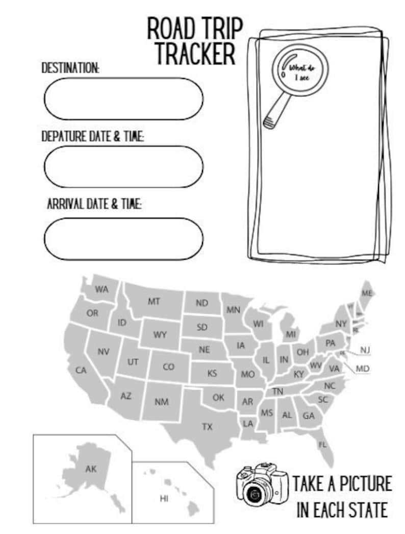 KIDS ROAD TRIP Tracker, Travel Packet, Digital Download, Fun Activities ...