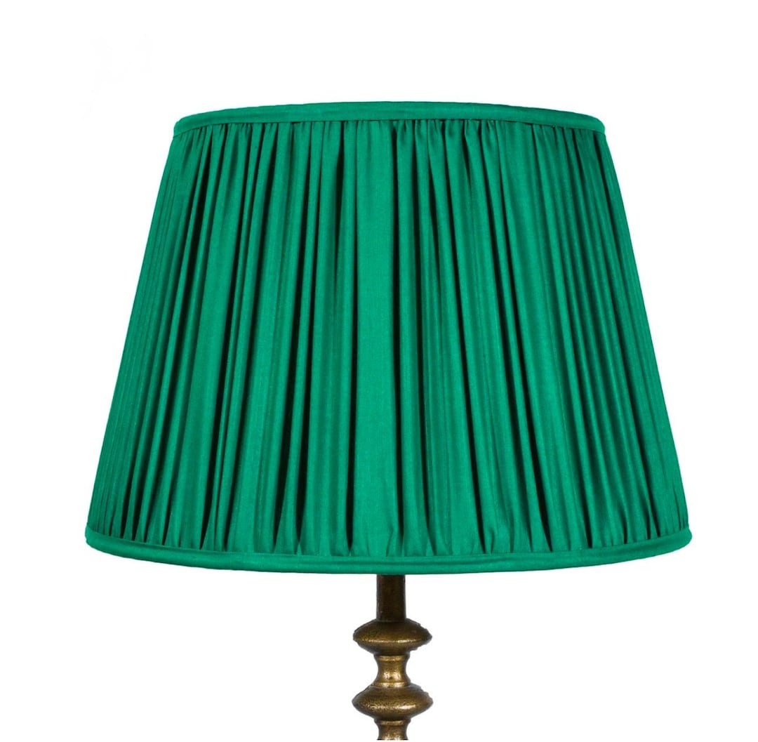 Emerald Green Silk Gathered Lampshade. Handmade Lampshade, 40cm - Etsy ...