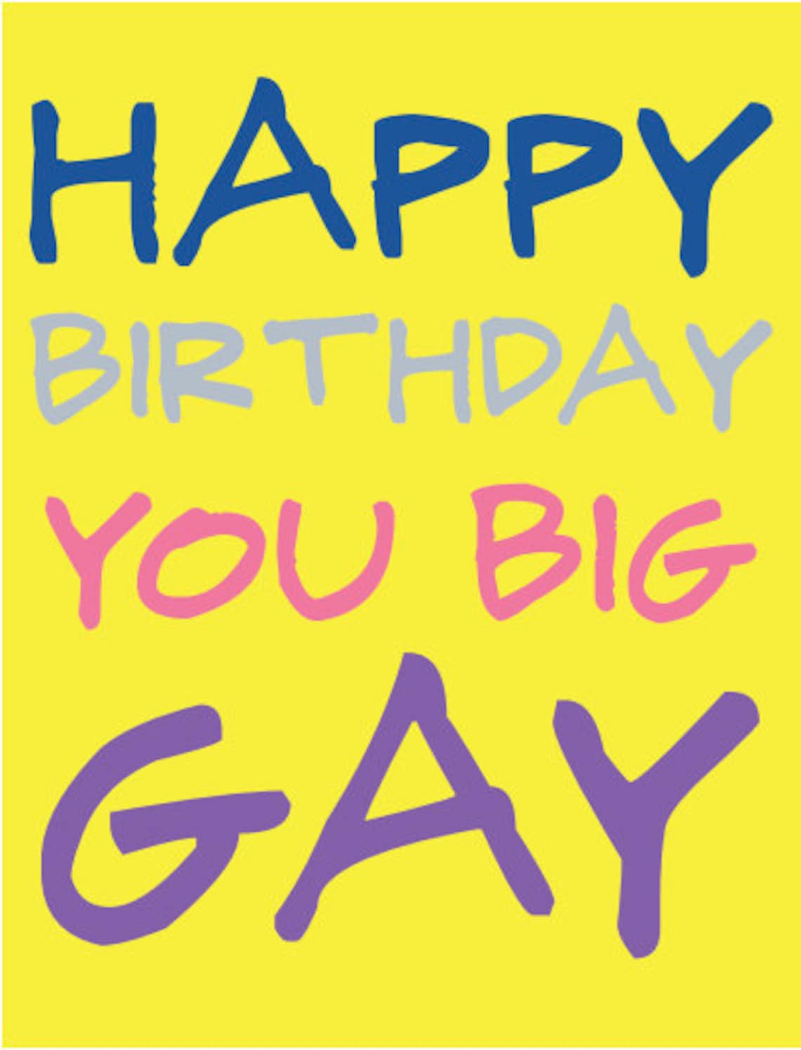 Happy Birthday Big Gay Pride Card | Etsy