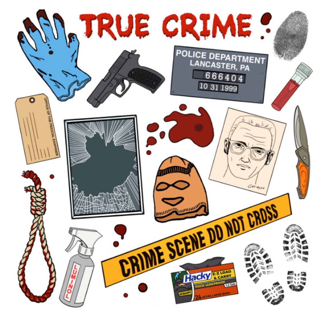True Crime Sticker Sheet Forensics Criminology ID | Etsy