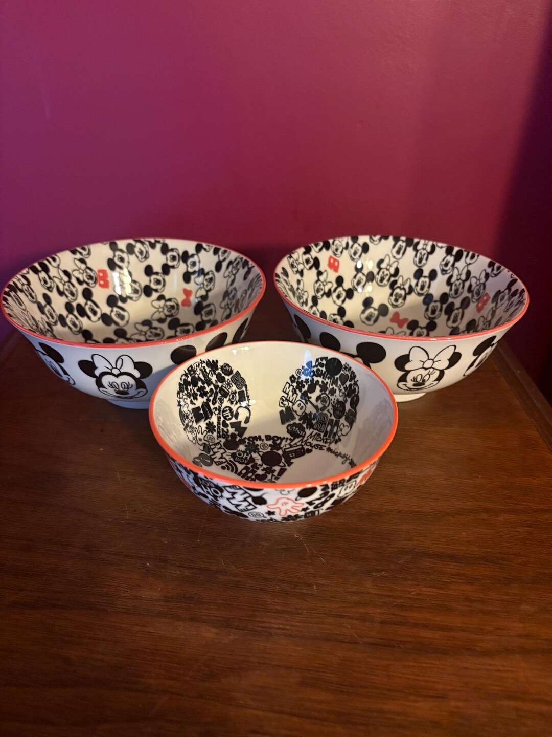 Disney Mickey Mouse and Minnie Mouse Tidbit Bowls - Etsy