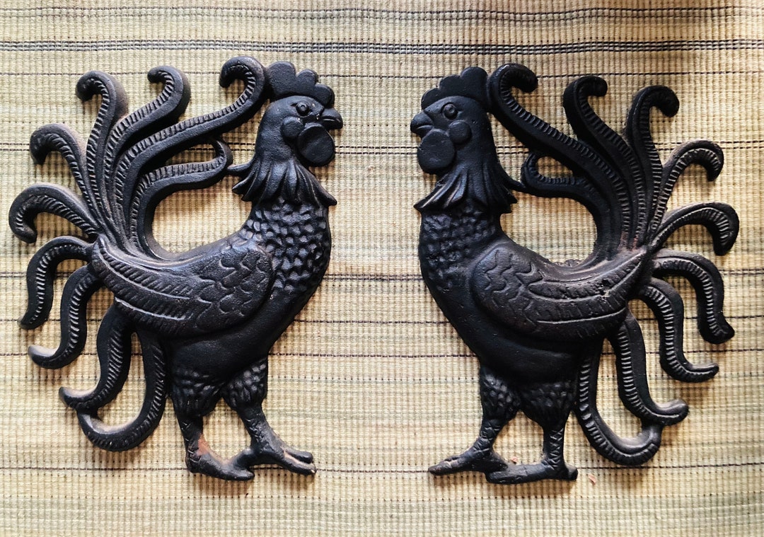 Vintage Cast-iron Roosters - Etsy