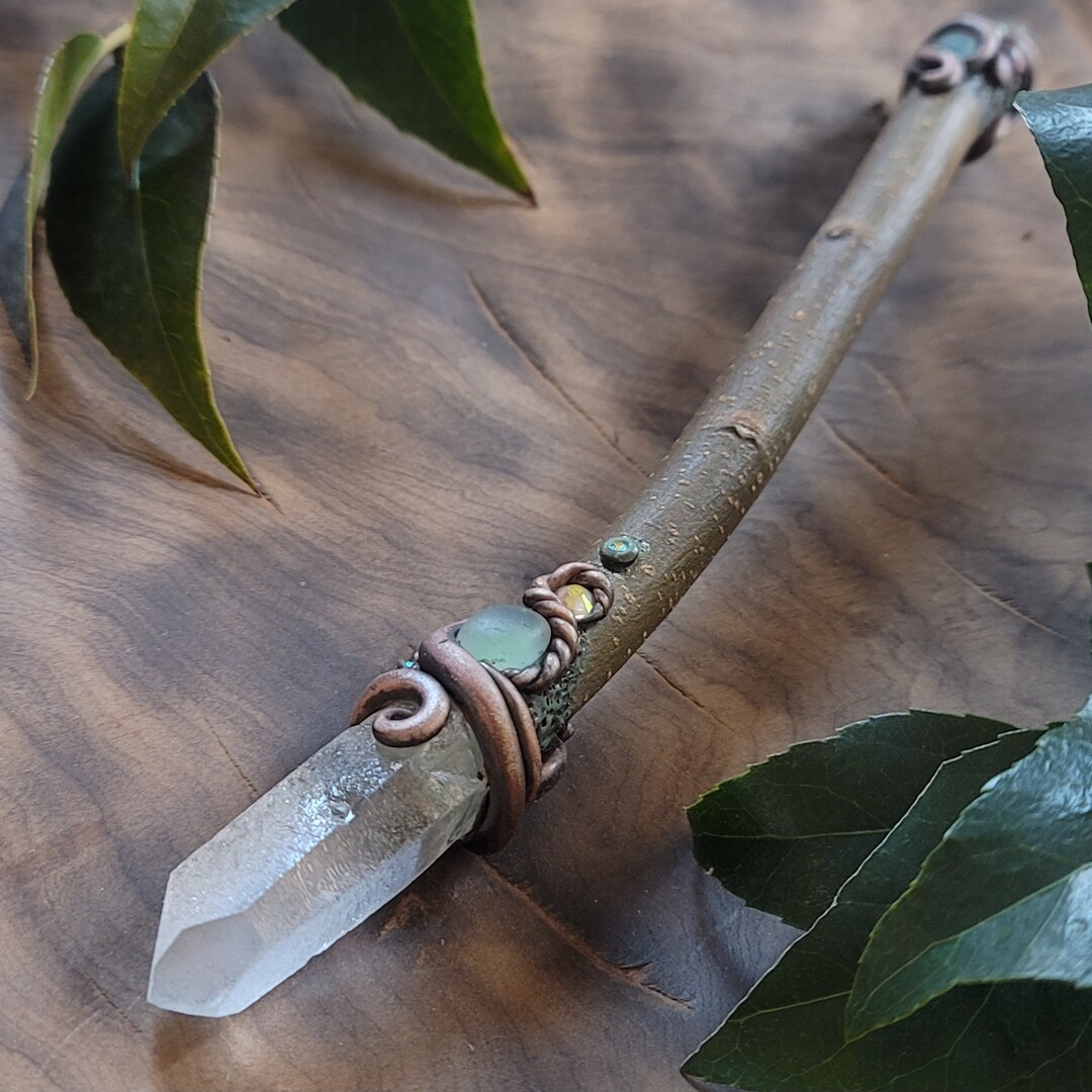Quartz and Sea Glass Wand - Etsy