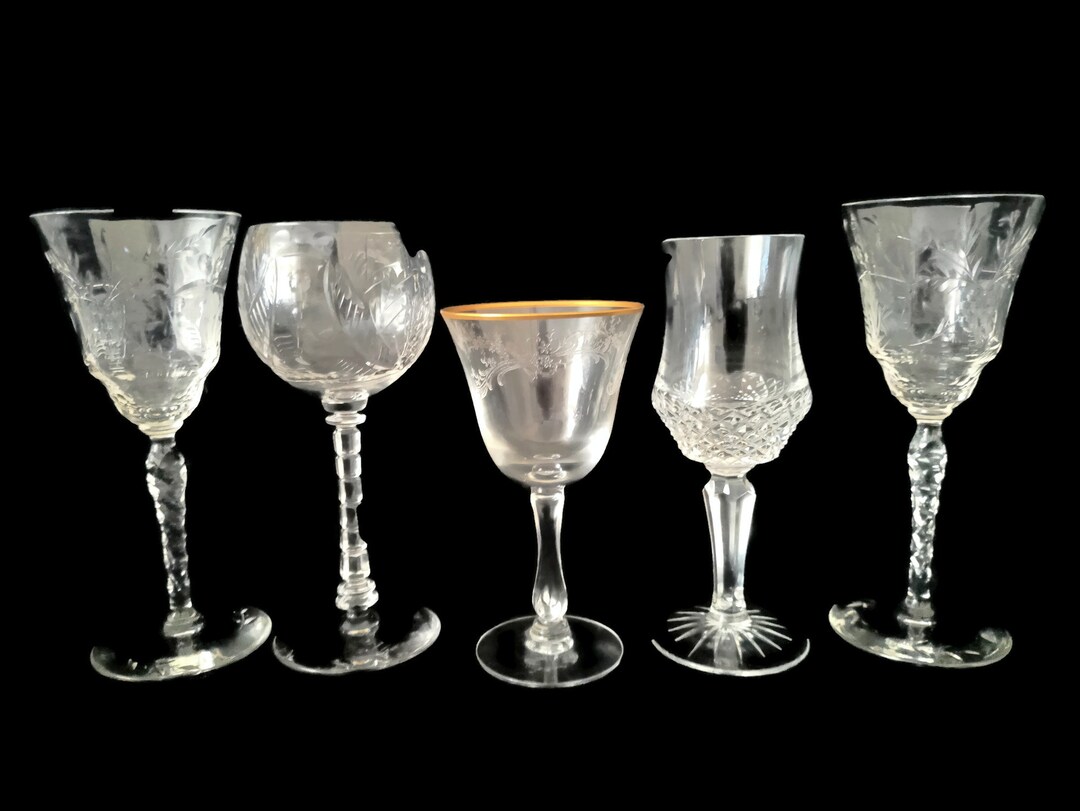Vintage Assortment of Fine Crystal Stemware Lot of 5 Wine Goblets - Etsy