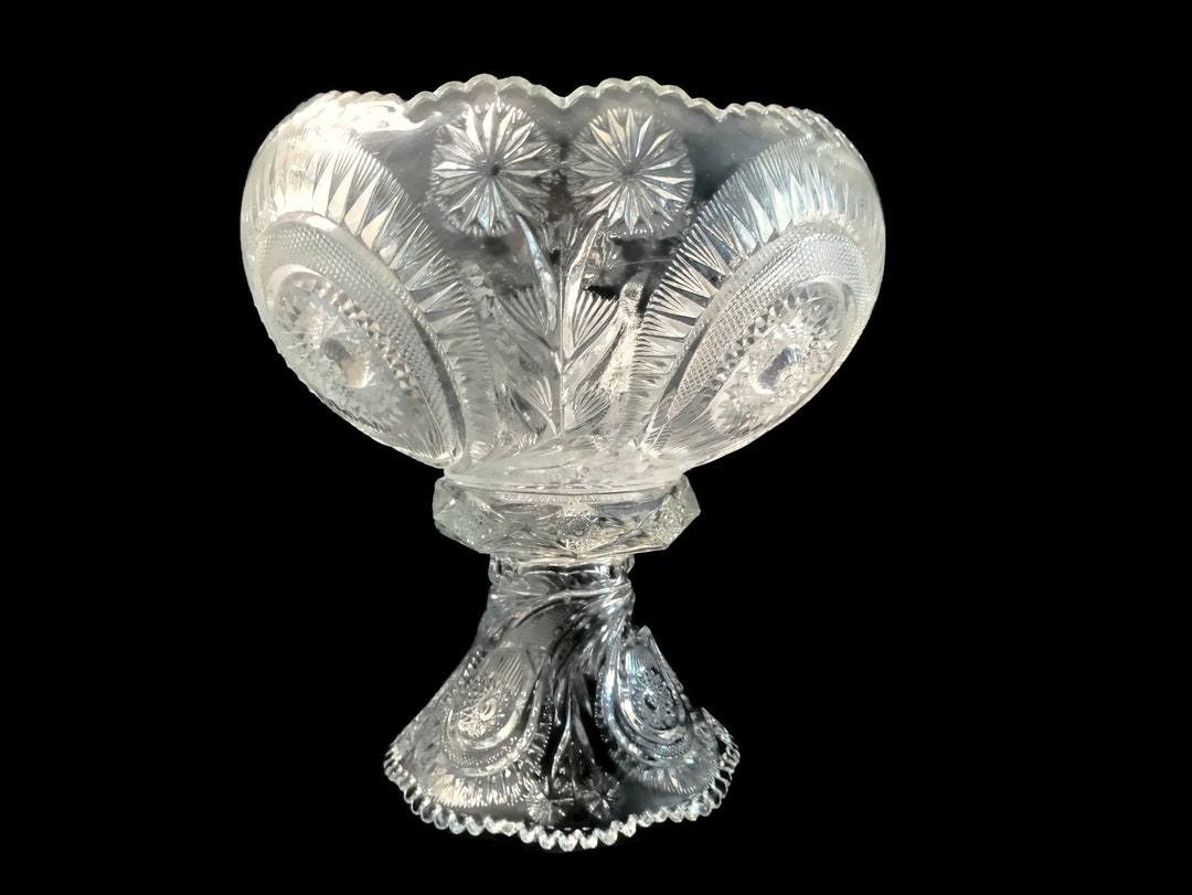 Pinwheel & Stars by Smith Glass Cupped Punch Bowl and Punch Stand - Etsy