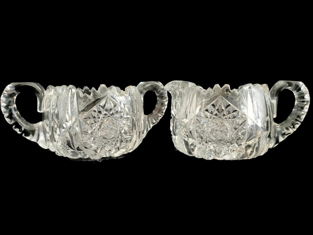 J. Hoare Acme Pattern Creamer/sugar Set American Brilliant Period ...