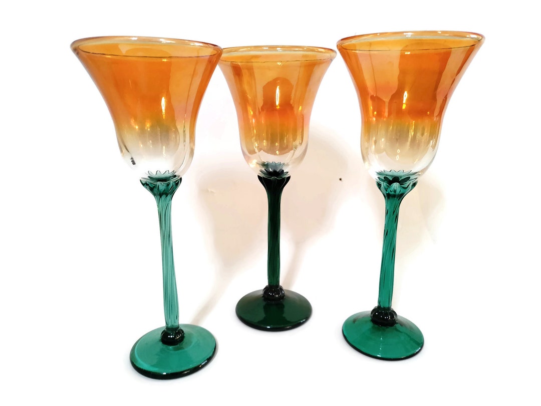 Handblown Rick Strini Art Glass Stemware Signed STUNNING! - Etsy