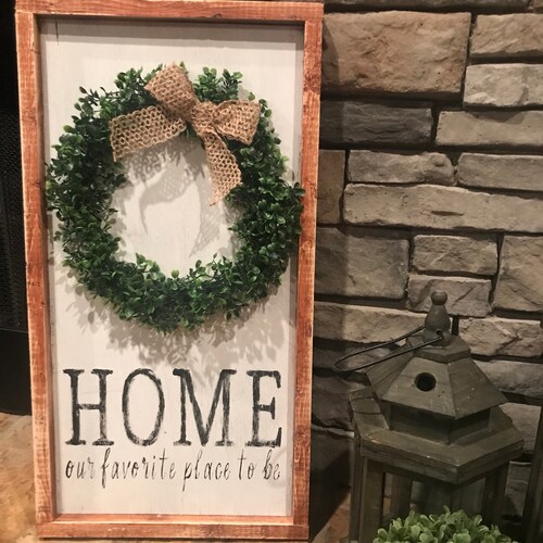 Wood Sign With Wreath Gather Wreath Sign Farmhouse Decor - Etsy