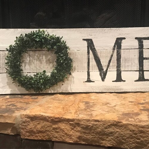 Home Sign With Wreath Farmhouse Decor Farmhouse Sign Rustic - Etsy