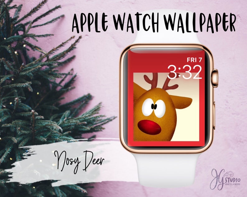 Apple Watch Wallpaper Christmas Nosy Deer Original Art Watch Face ...
