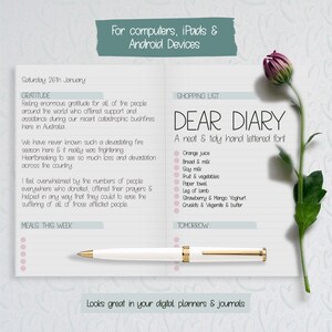 Hand Lettered Font Dear Diary Print Font Regular and Bold for Computer ...