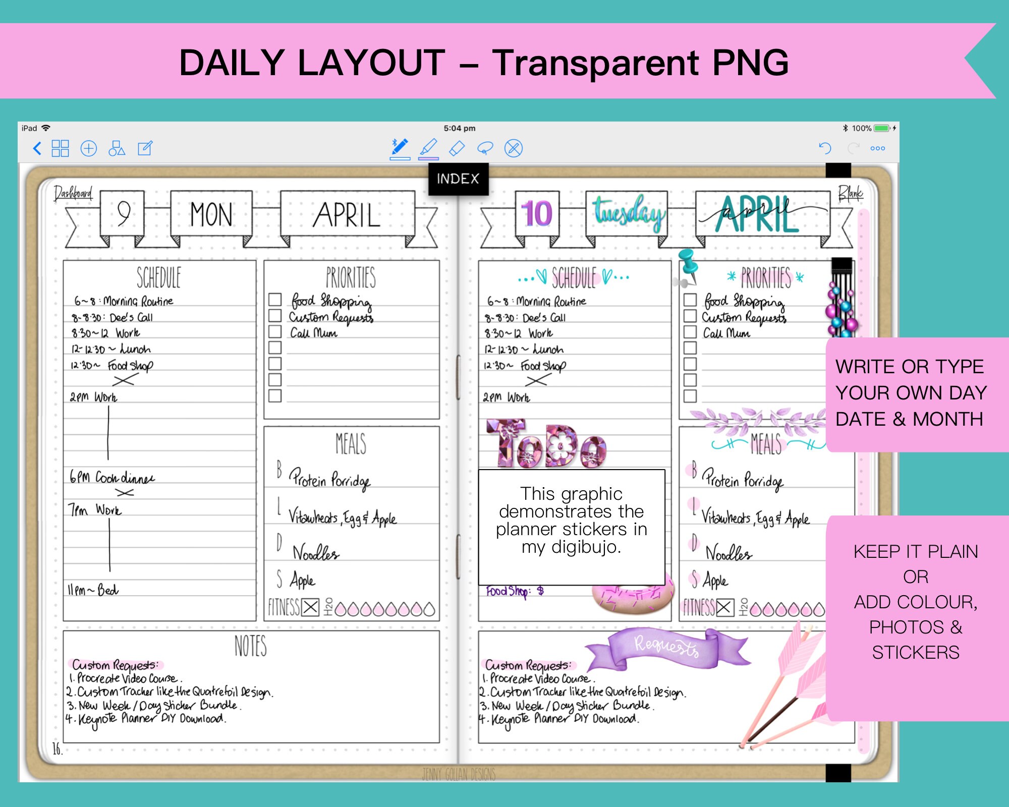 Digital Journal Sticker Weekly and Daily Minamlistic | Etsy
