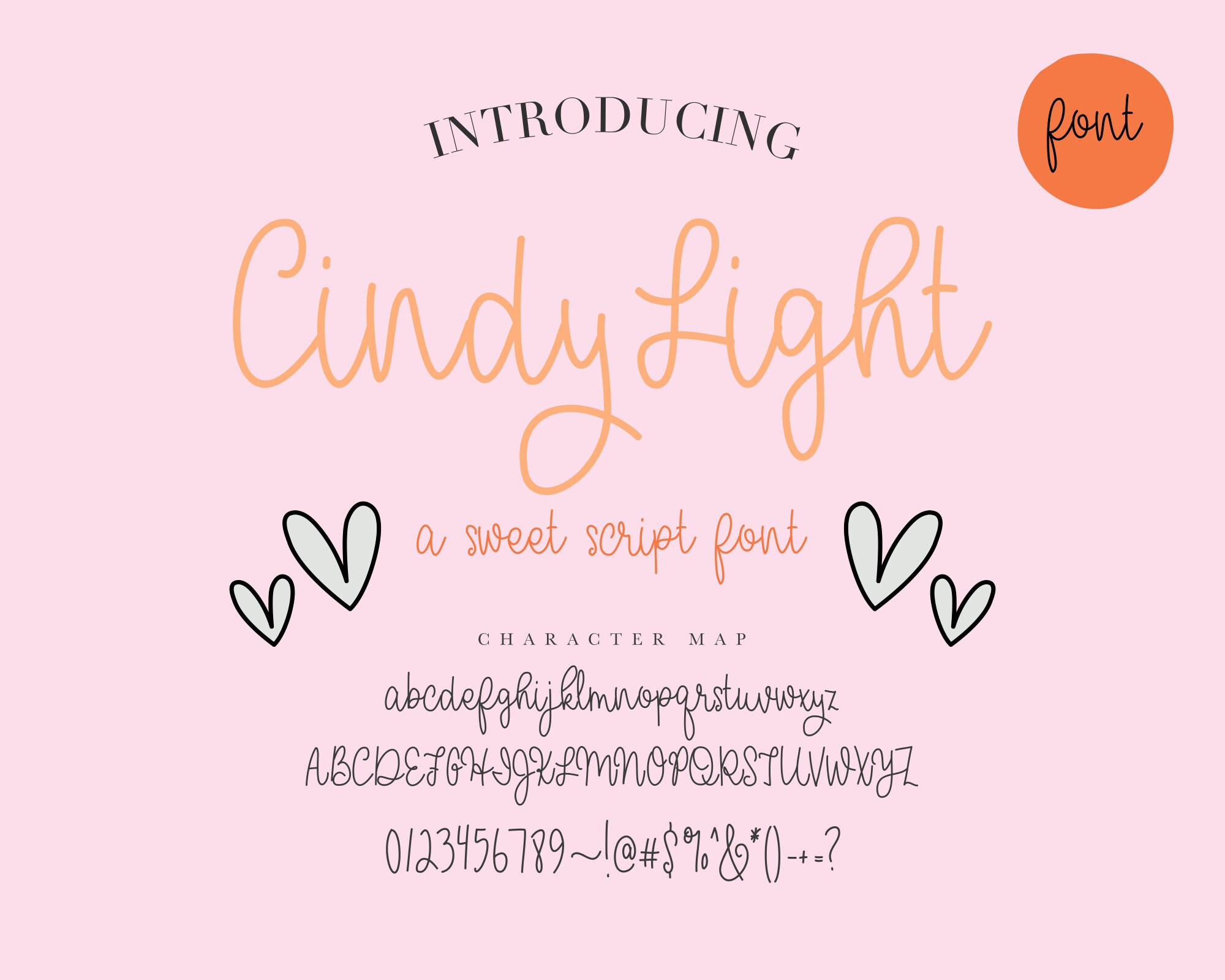 Hand Lettered Script Font Cindy Light With All Numbers and - Etsy Australia