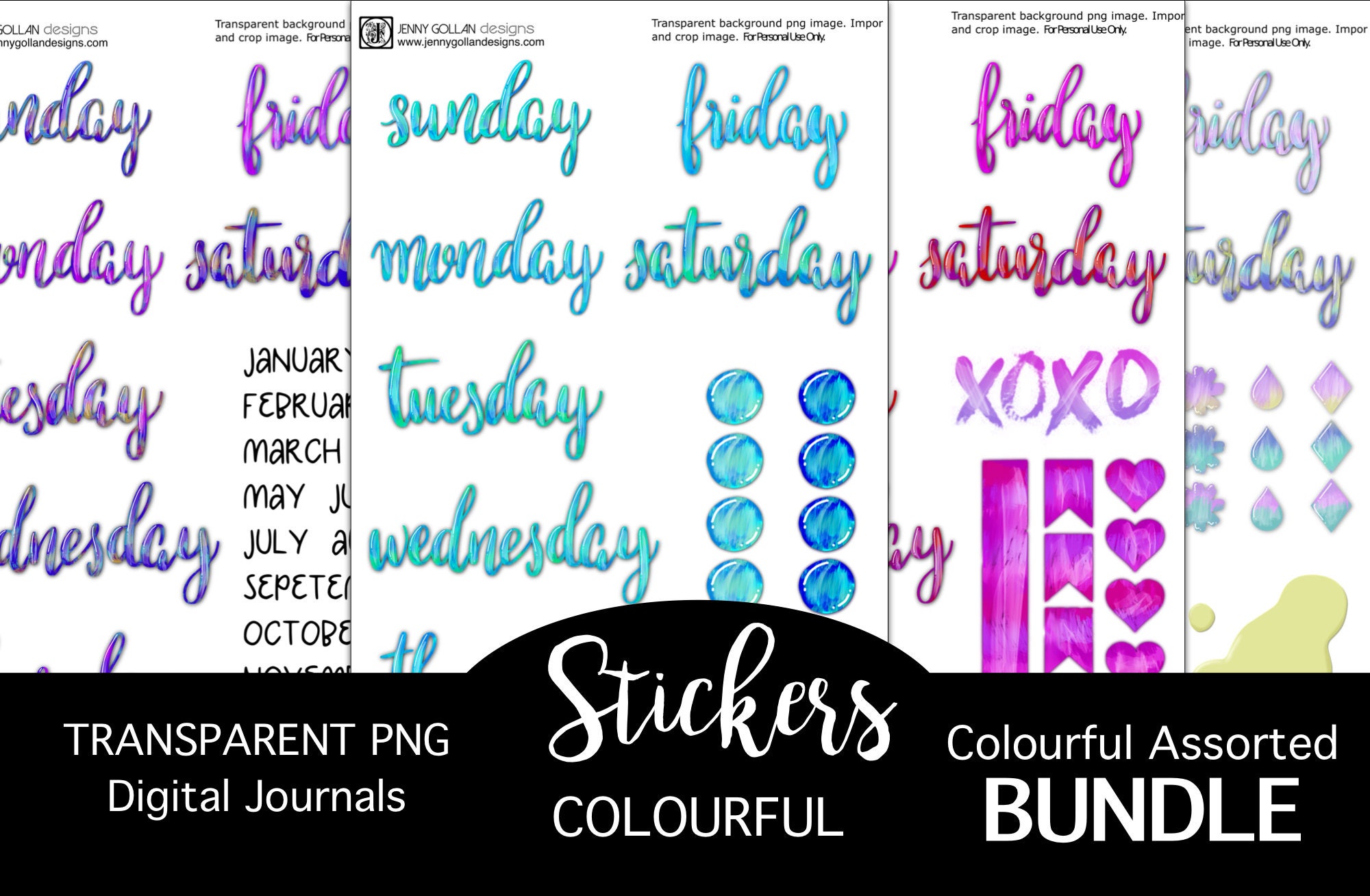 Digital Journal Stickers Painted Days Hand Lettered Bundle Digibujo - Etsy