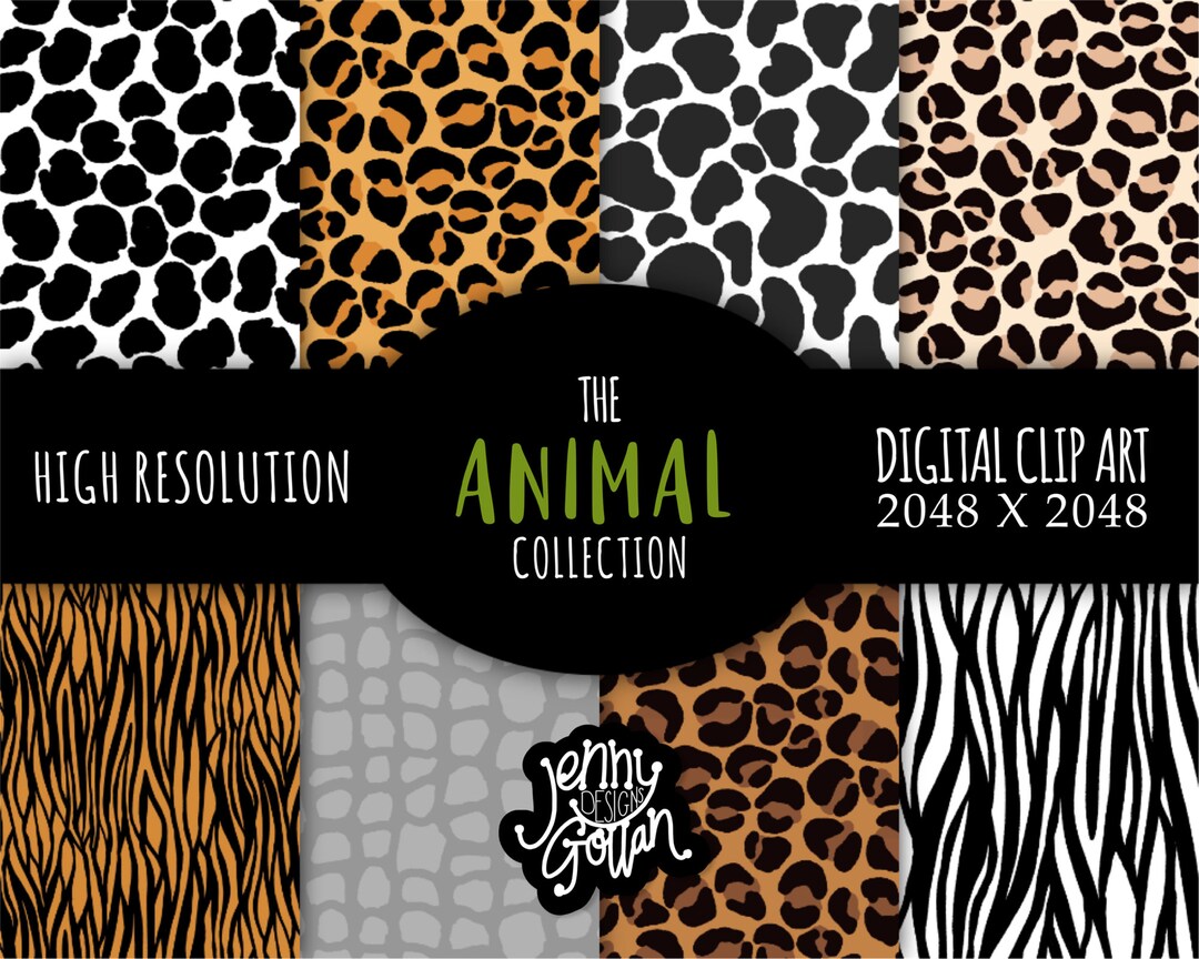 The Animal Print Digital Paper Collection 8 Hand Painted Patterns for ...