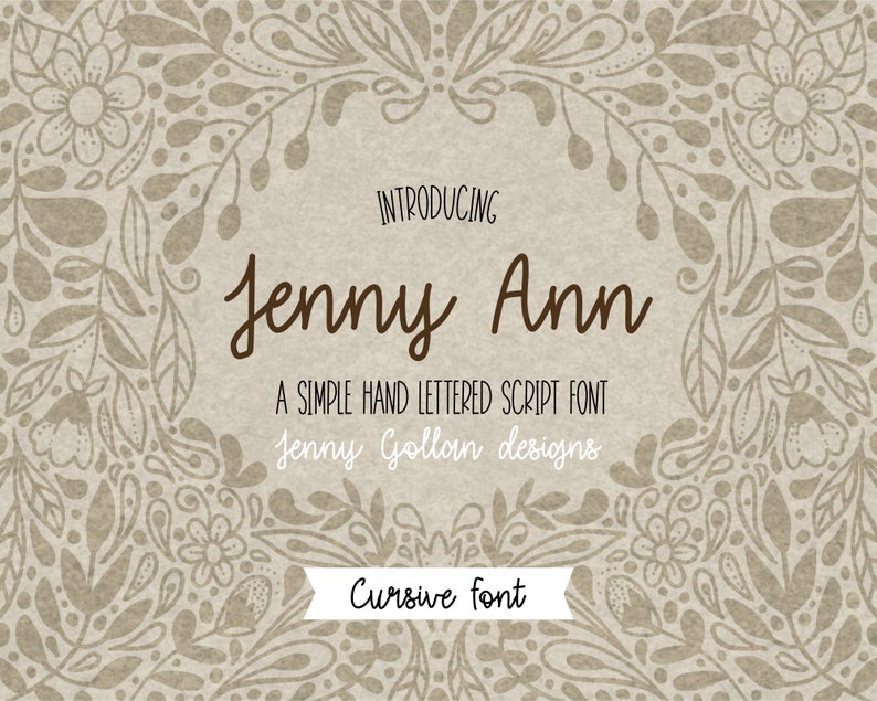 Hand Lettered Script Font Jenny Ann - Etsy