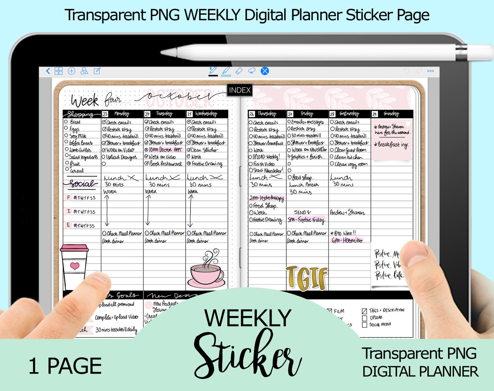 Digital Journal Sticker Weekly Transparent PNG Digital Planner Image ...
