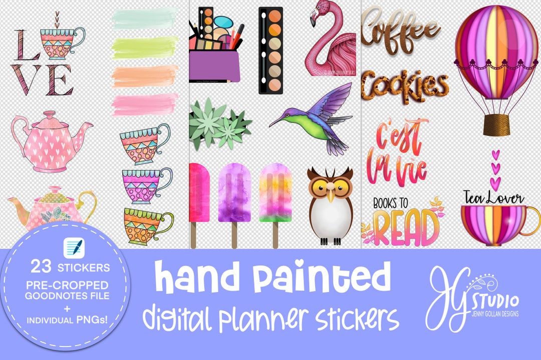 Cropped Digital Planner Stickers Bundle Colourful Assorted Artist ...