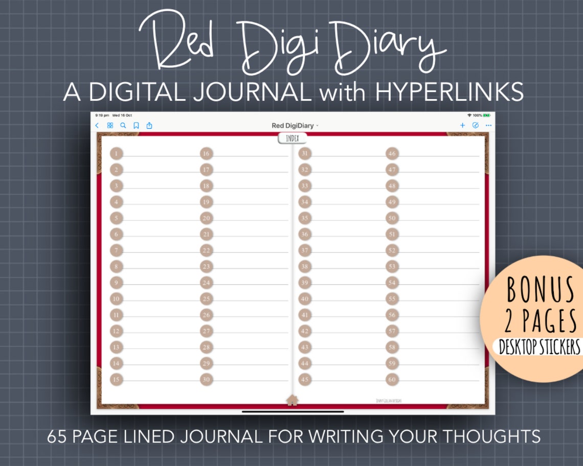 Red Digital Diary Digital Journal Personal Undated Diary Lined | Etsy