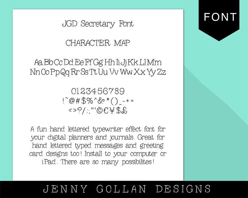 Hand Lettered Font JGD Secretary for Digital Planners Install - Etsy