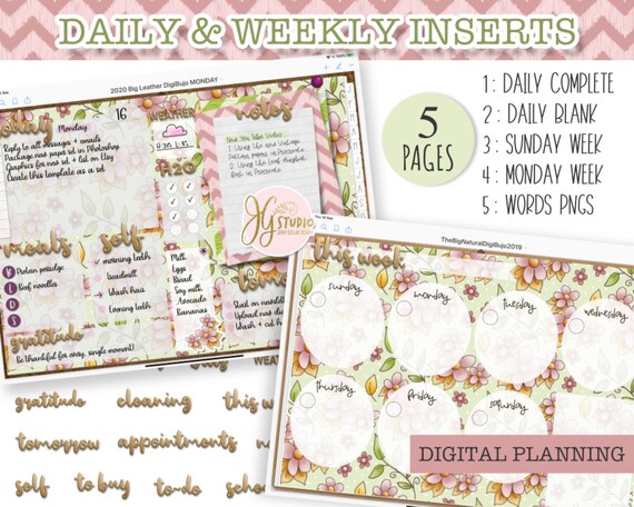 Digital Planner Daily and Weekly Page Templates and Stickers | Etsy