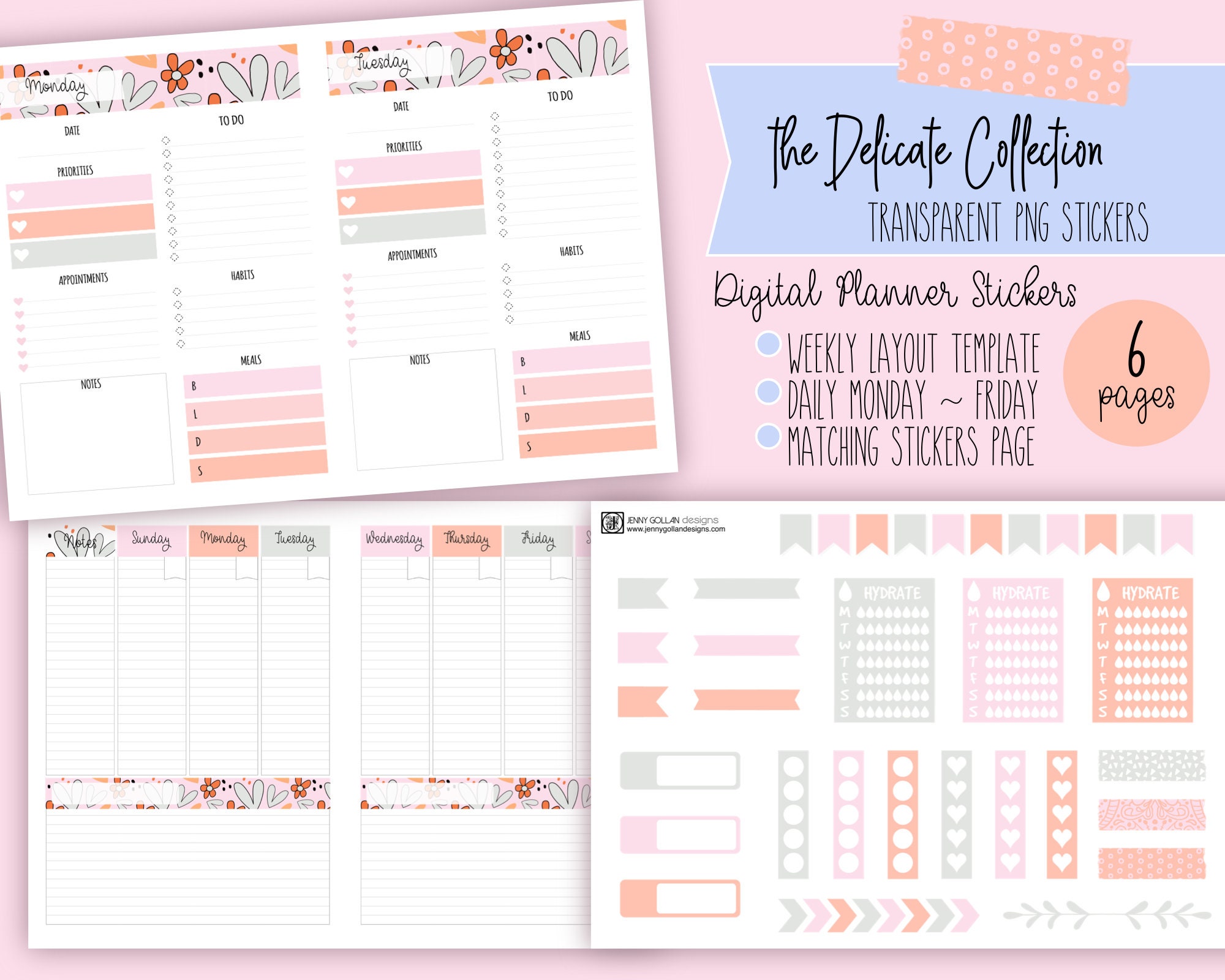 Digital Planner Stickers Bundle the Delicate Collection Set | Etsy