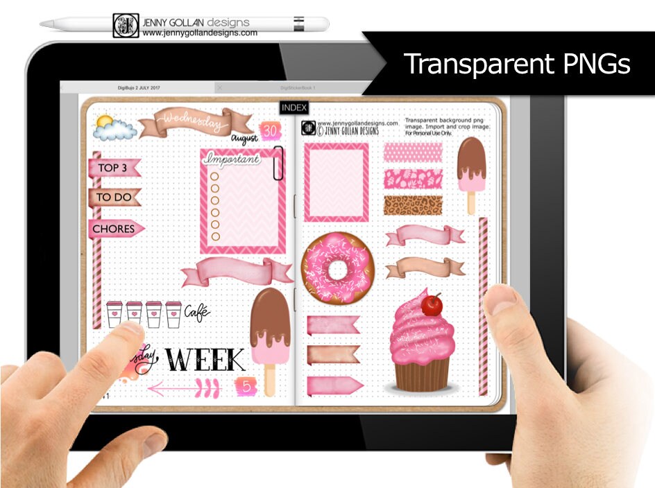 Cropped Digital Planner Stickers Sweet Assorted PNG Bundle and | Etsy