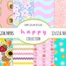 Digital Paper Set in 8 Original Hand Drawn Happy Patterns for Digital ...