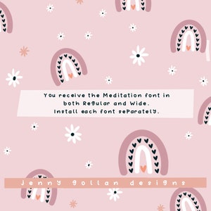 Cute Hand Lettered Font Meditation Regular and Meditation Wide Fonts ...