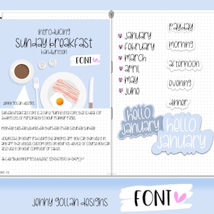Hand Lettered Font Sunday Breakfast for Digital Planners on iPad and ...