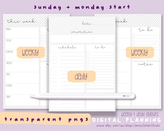 Digital Planner Stickers Daily and Weekly Page Layouts | Etsy