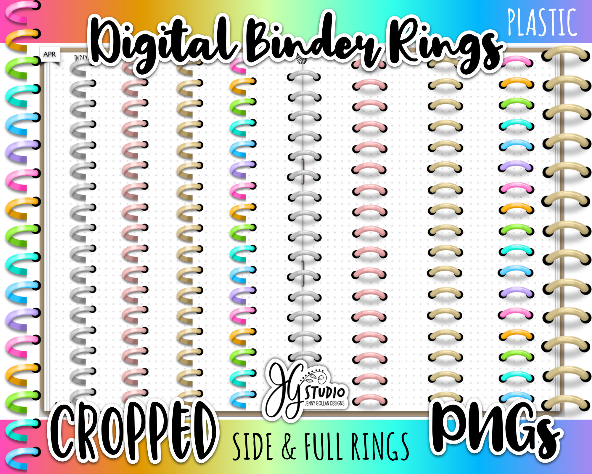 Digital Planner Rings Rainbow Assorted Bundle Personal and Commercial ...