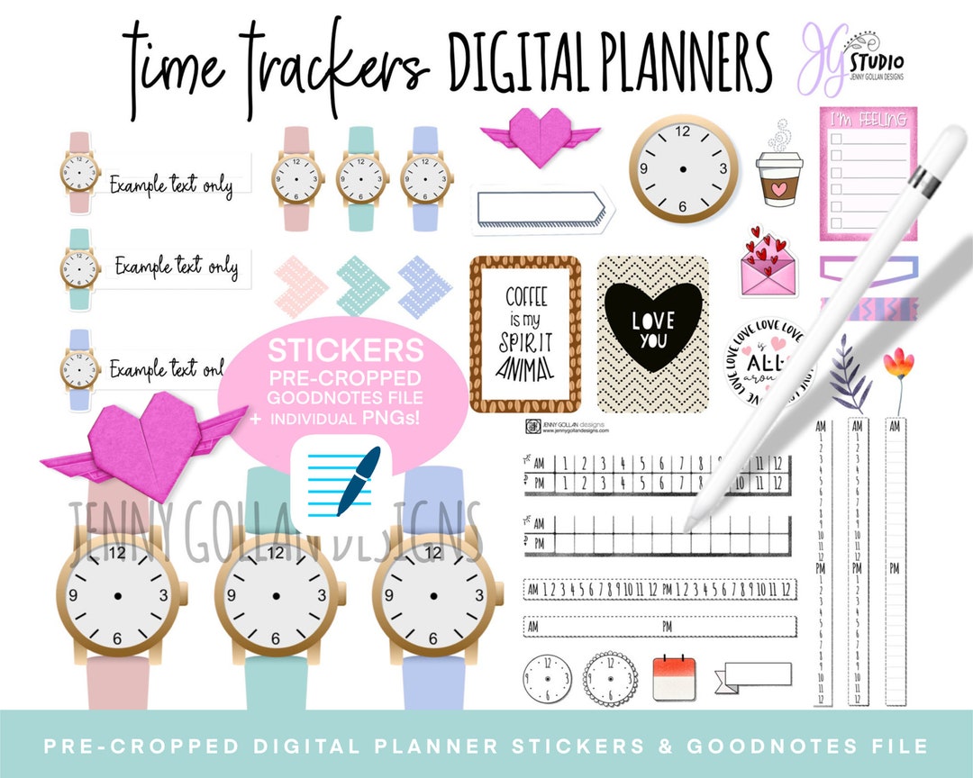 Cropped Digital Planner Stickers Time Trackers Assorted - Etsy