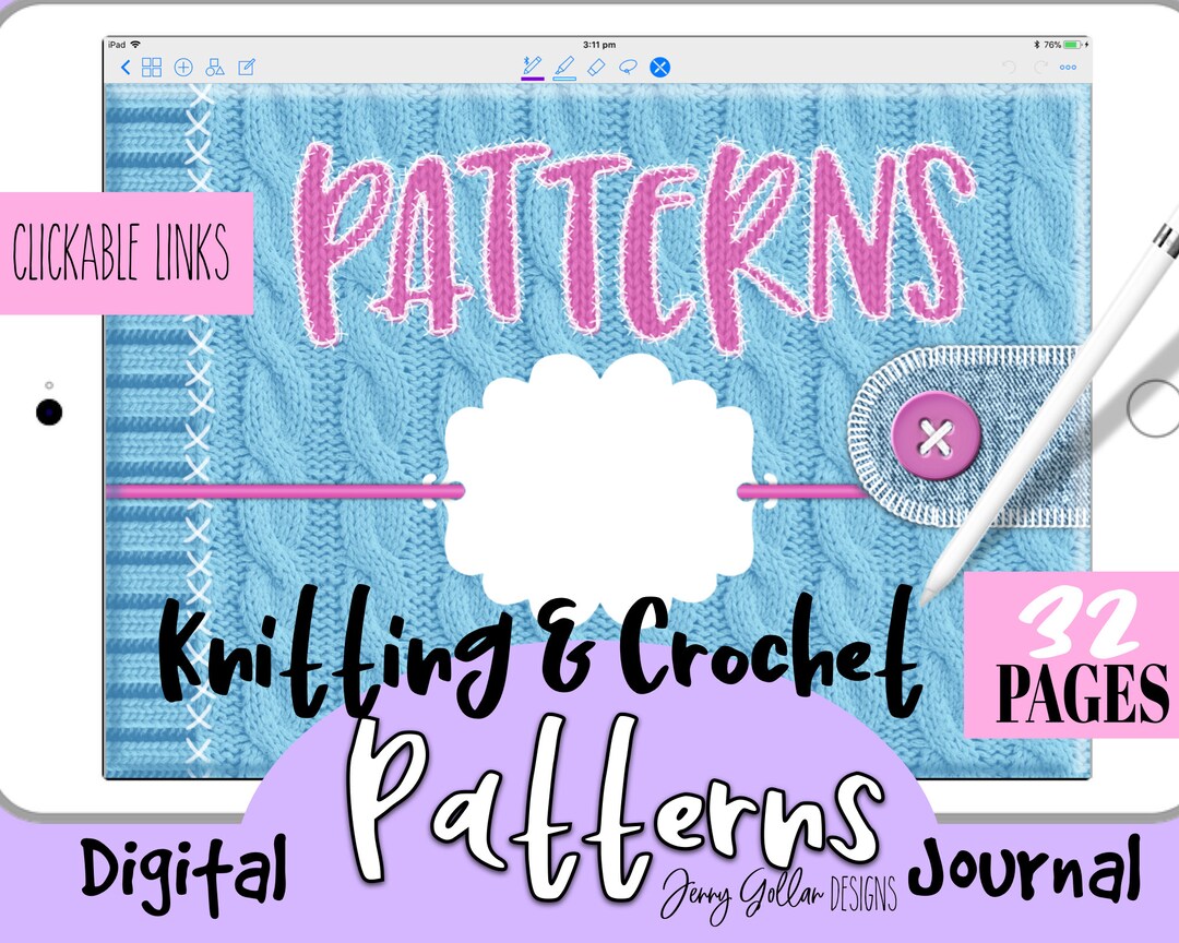 Digital Patterns Journal for Your Knitting and Crochet Patterns in ...