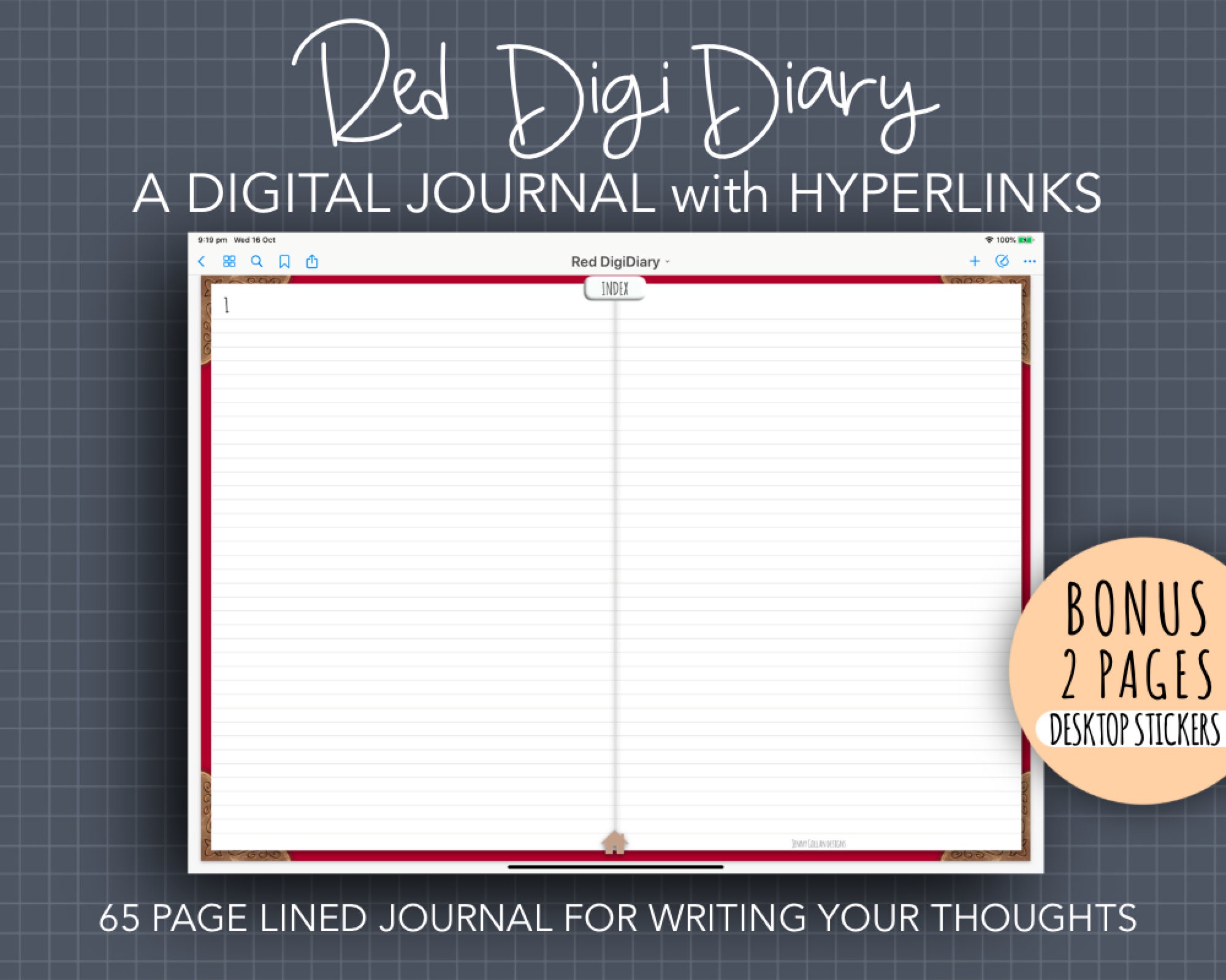 Red Digital Diary Digital Journal Personal Undated Diary Lined | Etsy