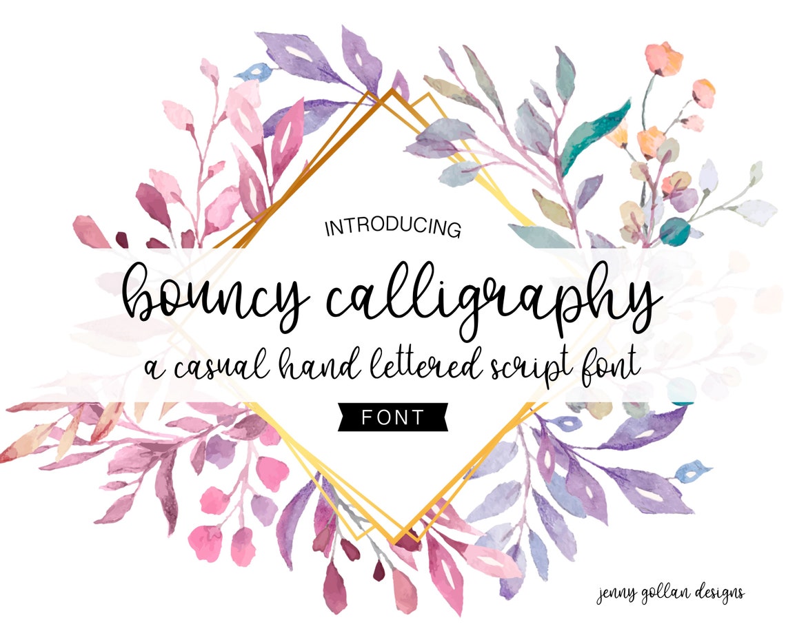 Hand Lettered Script Font Bouncy Calligraphy With All Numbers and ...