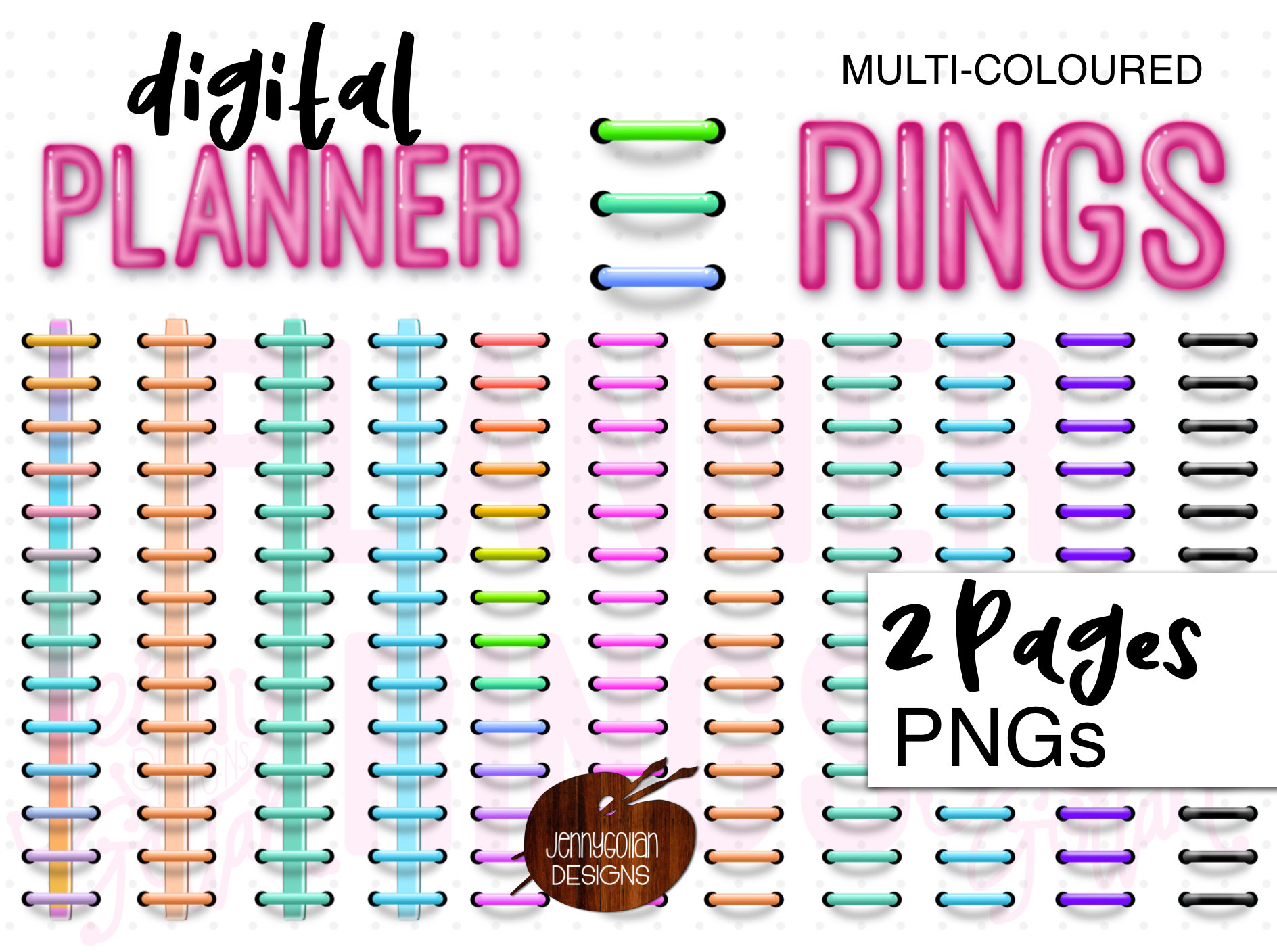 Digital Planner Rings Binder Rings Multicolour Bundle Personal - Etsy