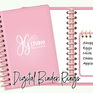 Realistic Binder Rings for Digital Planners Gold Silver Platinum Rose ...