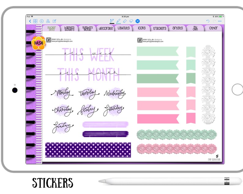 Large Digital Sticker Book for Goodnotes With Hyperlinks Plus - Etsy