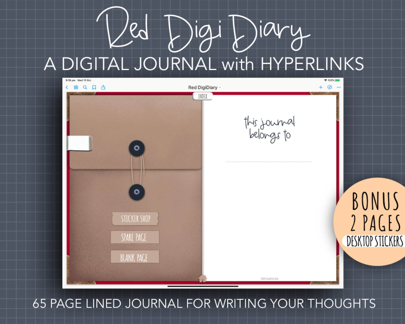 Red Digital Diary Digital Journal Personal Undated Diary Lined | Etsy