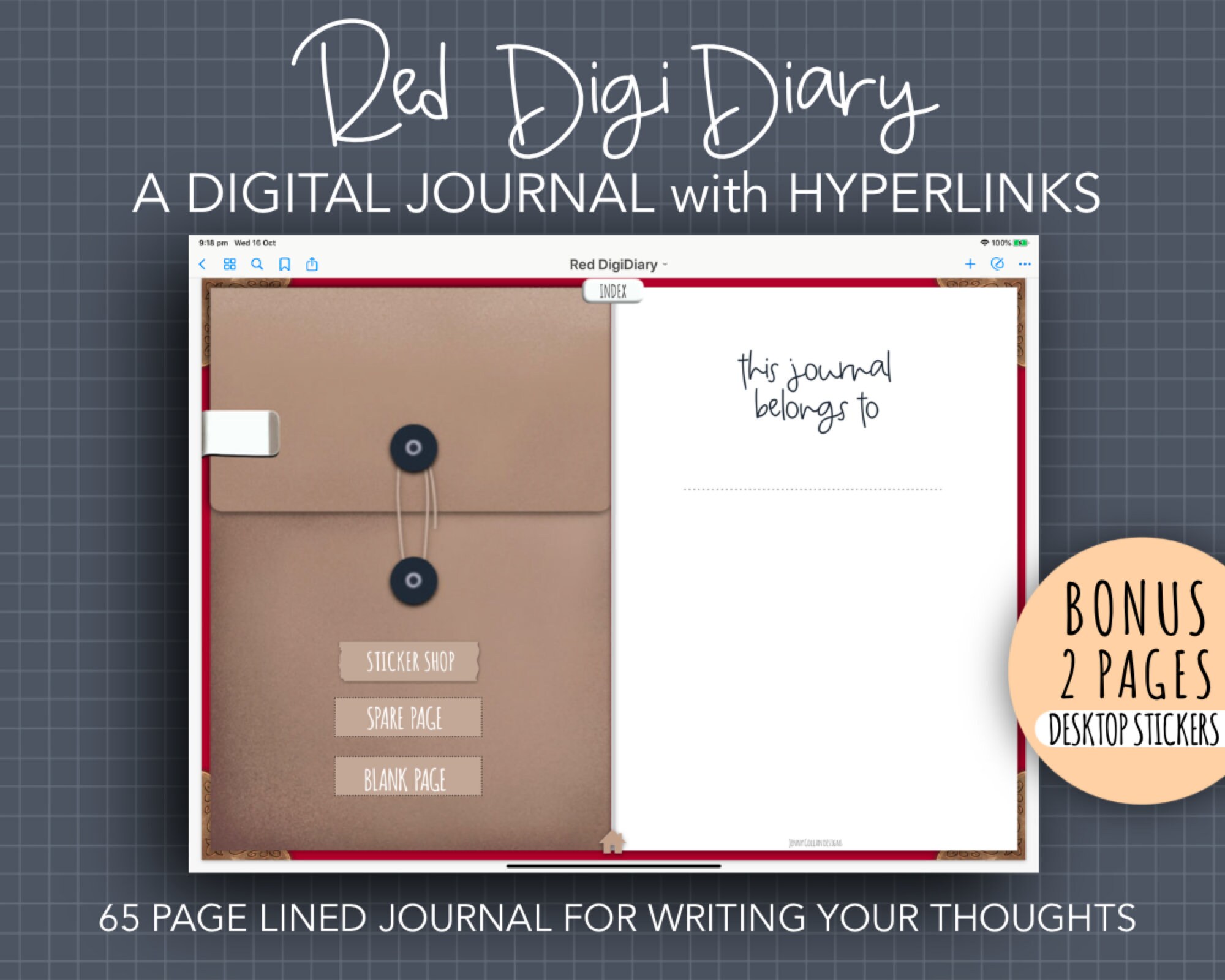 Red Digital Diary Digital Journal Personal Undated Diary Lined | Etsy