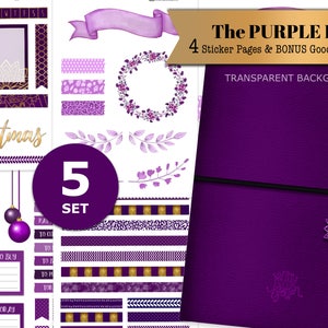 Digital Journal Stickers Purple Christmas Decorations Washi and ...