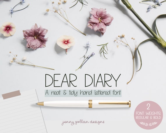 Hand Lettered Font Dear Diary Print Font Regular and Bold for - Etsy ...
