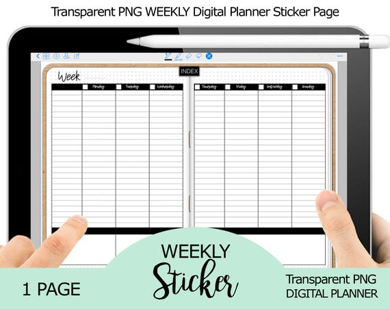 Digital Journal Sticker Weekly Transparent PNG Digital Planner - Etsy ...