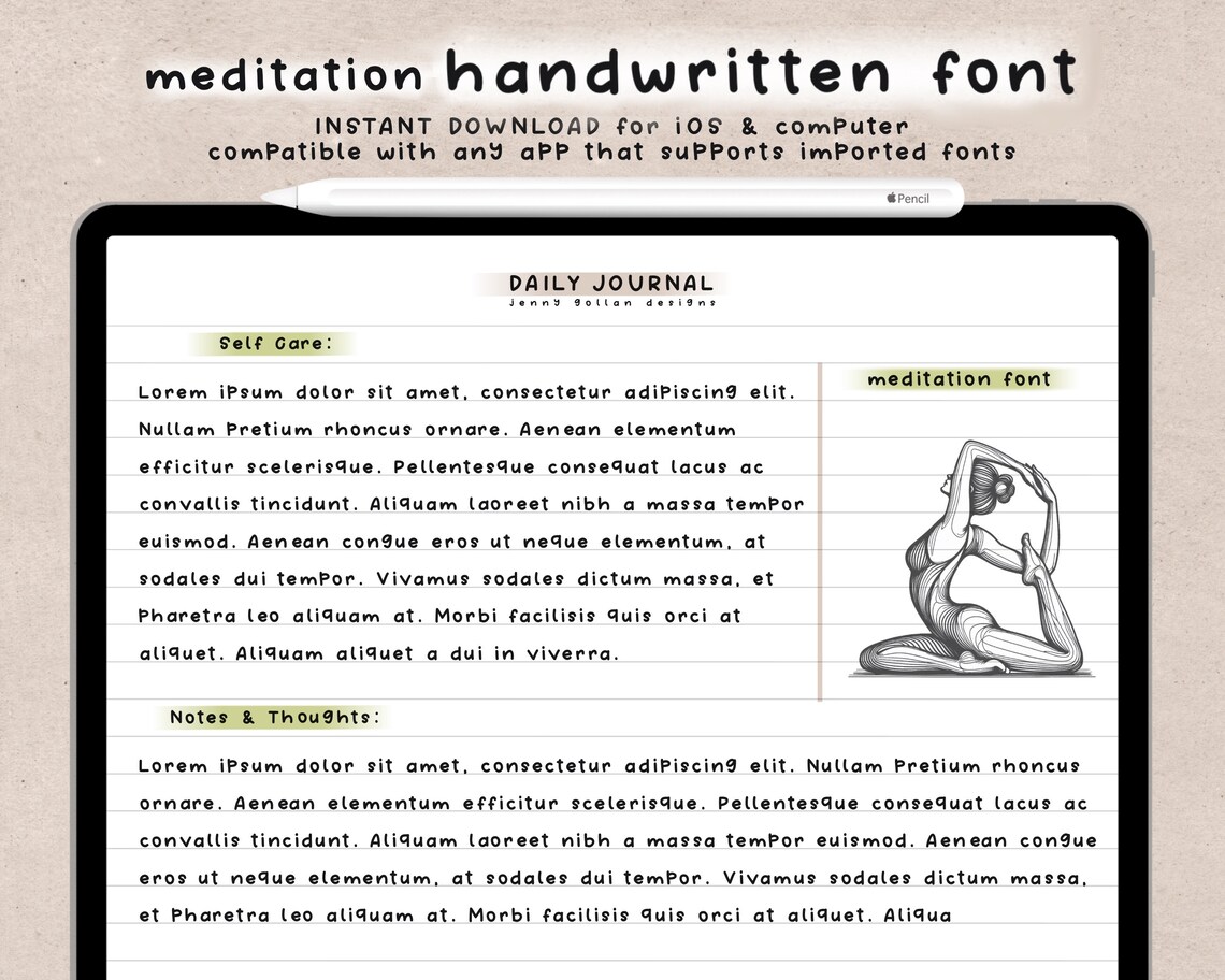 Cute Hand Lettered Font Meditation Regular and Meditation Wide Fonts ...