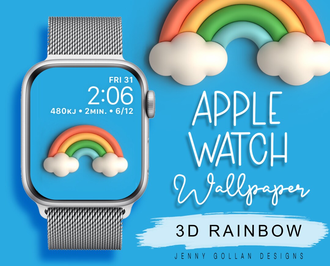 Apple Watch Wallpaper 3D Rainbow With Clouds | Watch Background ...
