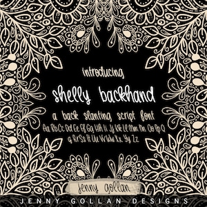 Hand Lettered Font Shelly Backhand Left Slant Script Font Modern ...